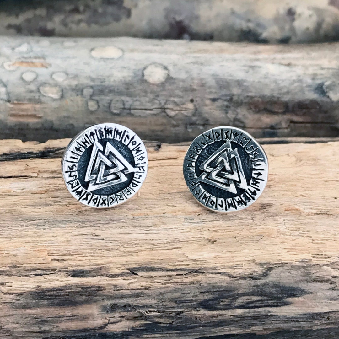Valknut Earrings, Viking Earrings, Valknut Stud Earrings, Odin Earrings ...