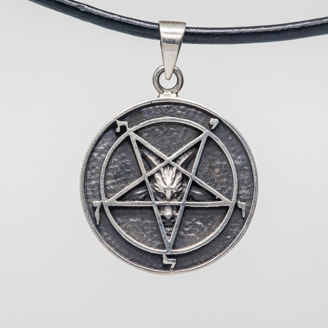 925 Sterling Silver Baphomet Pentagram Pendant Necklace – Intricate and ...