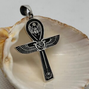 Egyptian Ankh Pendant Necklace in Sterling Silver With Black Cord ...