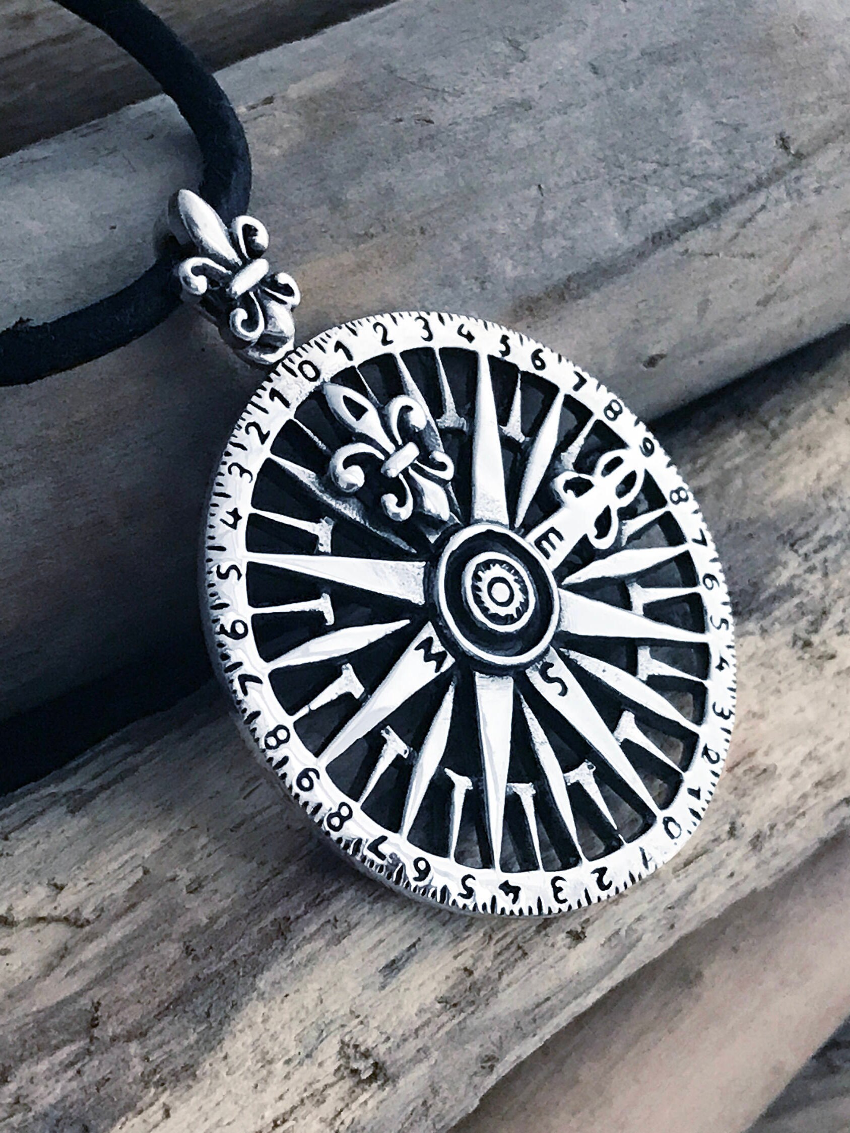 Compass Rose Pendant Necklace Compass Pendant Nautical | Etsy