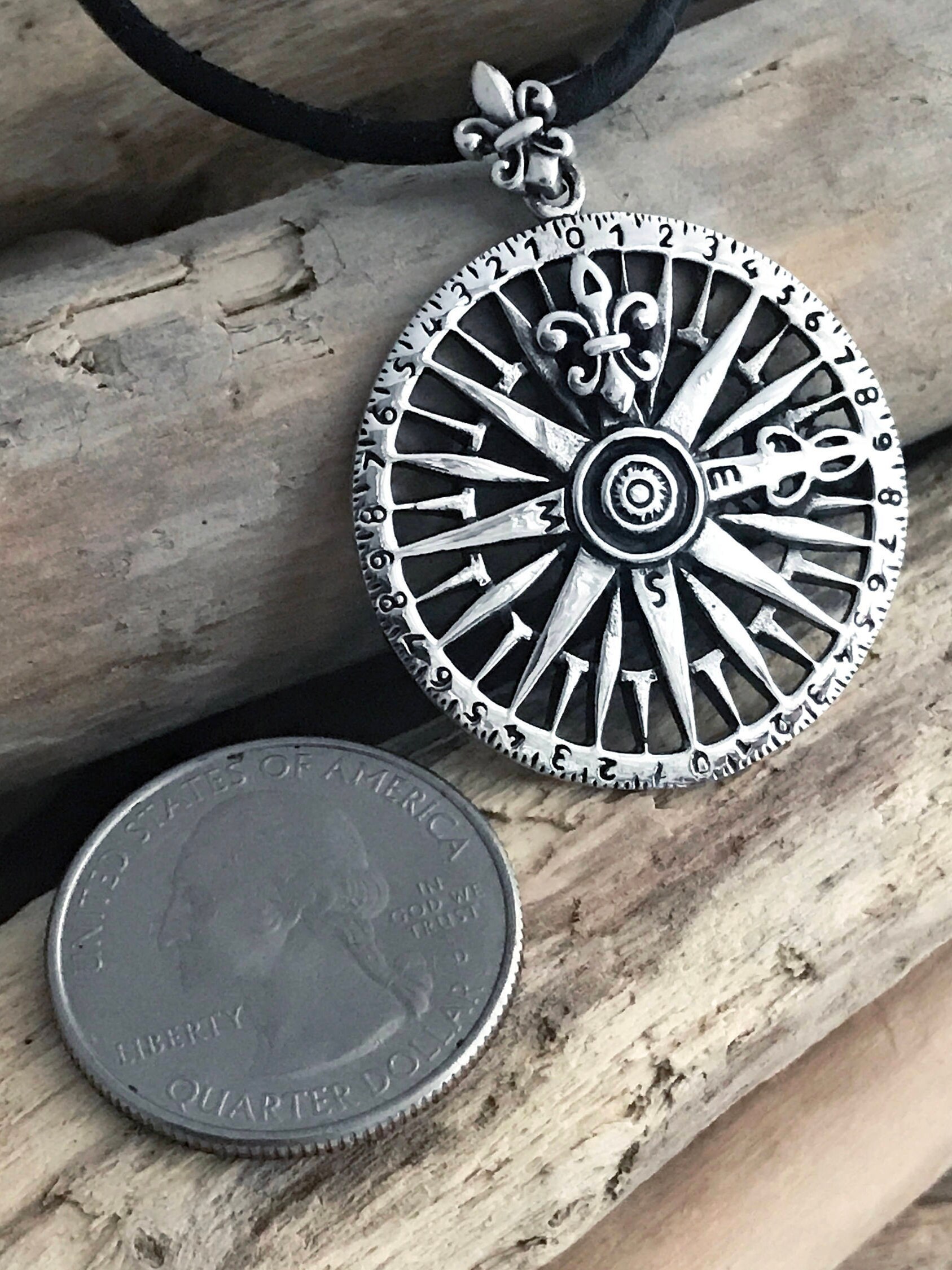 Compass Rose Pendant Necklace Compass Pendant Nautical | Etsy