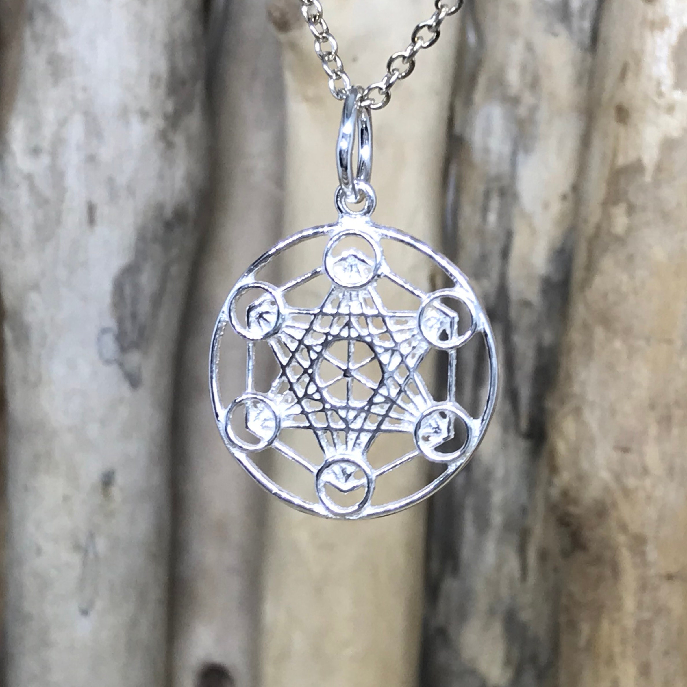 Cubo de Metatron Collar colgante de cubo de metatrón de plata - Etsy México