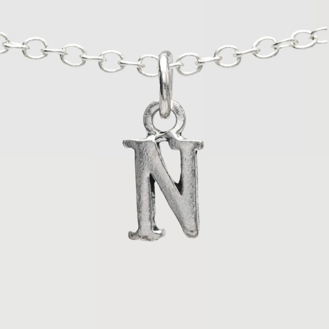 925 Sterling Silver Letter N Charm, Sterling Silver N Charm, Initial ...