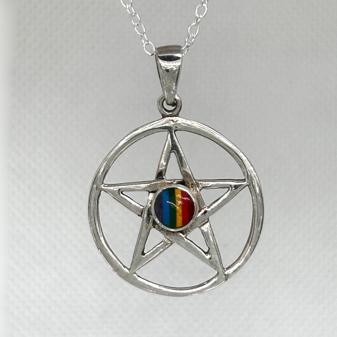 Rainbow Pentagram Pendant Necklace in 925 Sterling Silver – LGBTQ+ ...