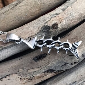 Sterling Silver Fish Bone Pendant: Edgy Nautical Jewelry - Etsy