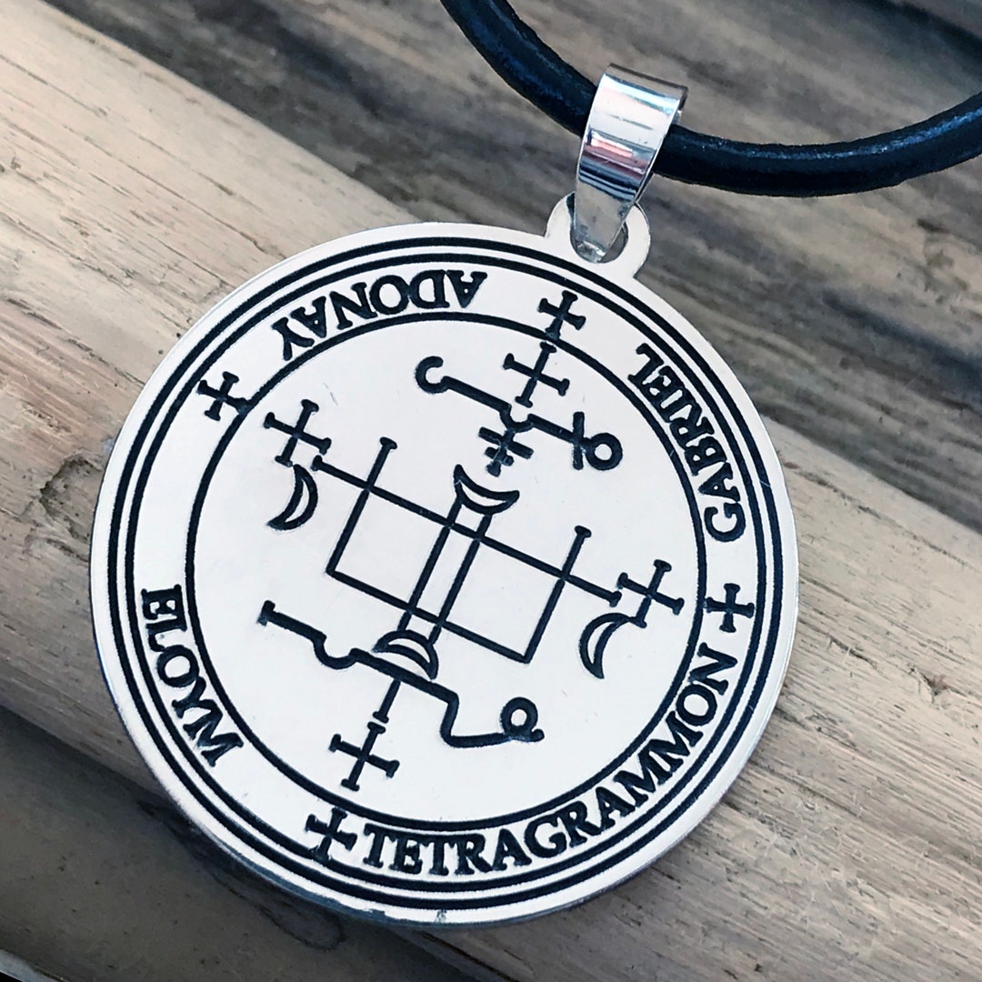 925 Sterling Silver Archangel Gabriel Seal Pendant Necklace With ...