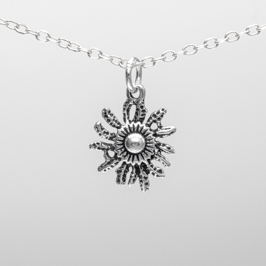 Tiny Eguzkilore Necklace, Small Flower of the Sun Pendant Necklace ...