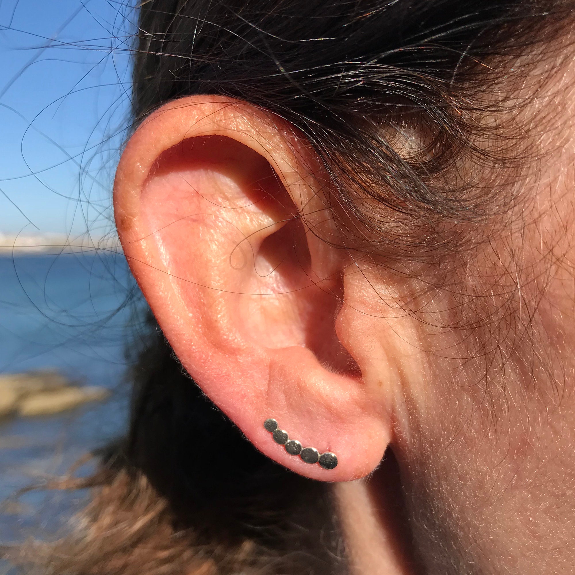 Sterling Silver Ear Climber Silver Circle Ear climber | Etsy