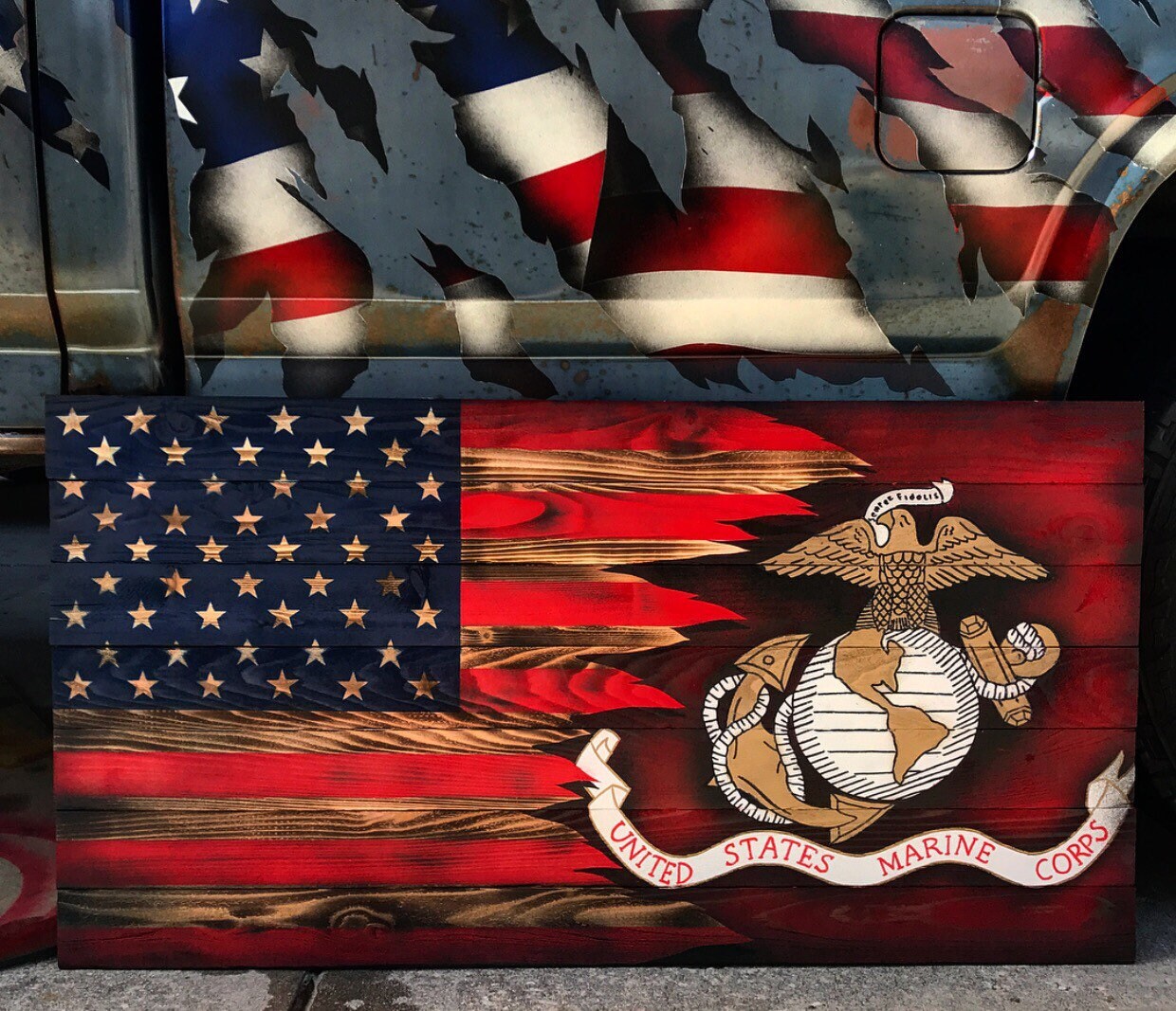 Home & Living Wall Hangings American Flag Wall Art ripped effect with ...