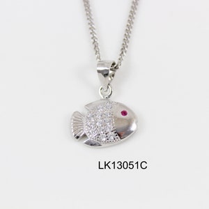 Sterling Silver Small Tropical Fish Necklace, Nature Aquarium Fish ...