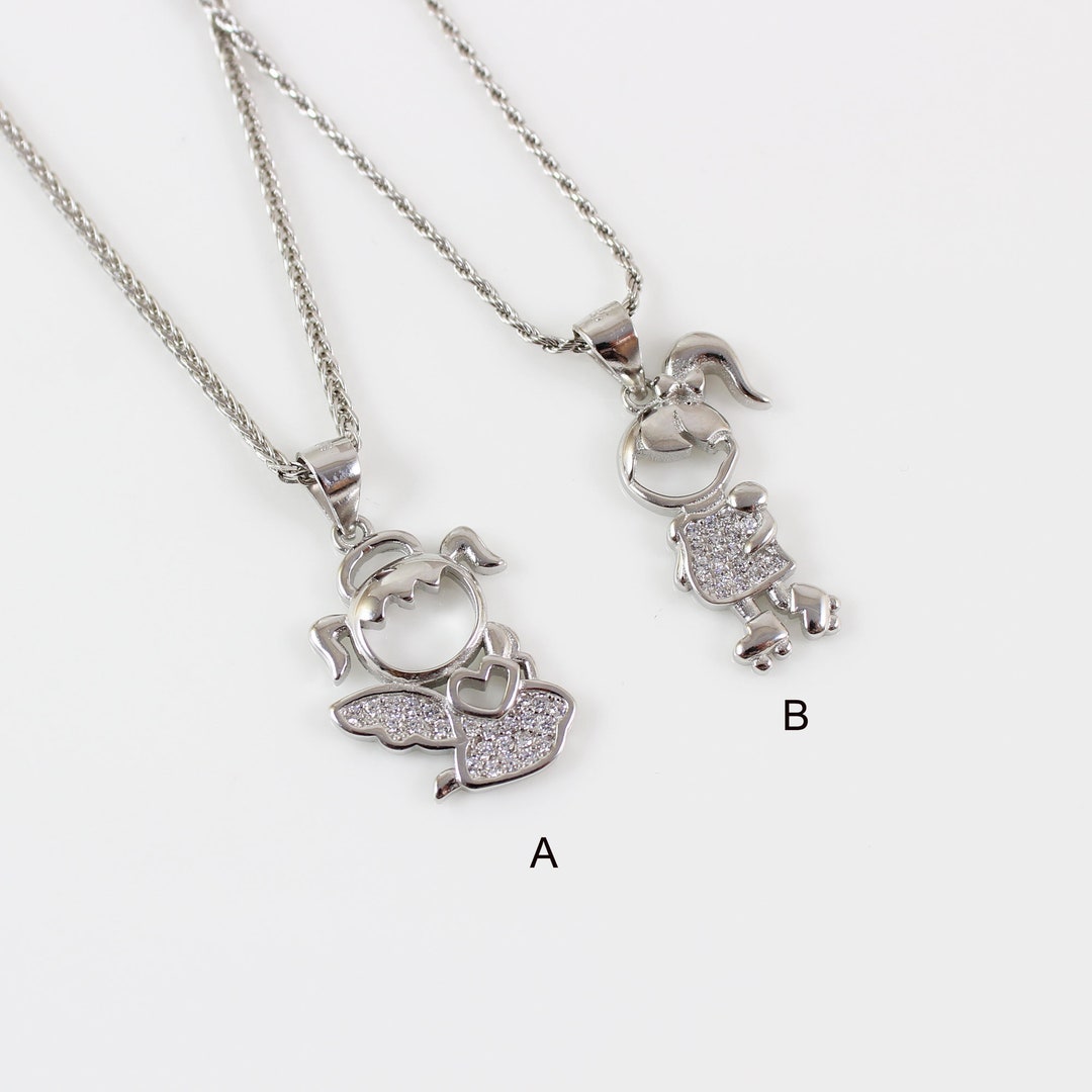 Sterling Silver Little Girl Charm Necklace, Silver CZ Girl Charm ...