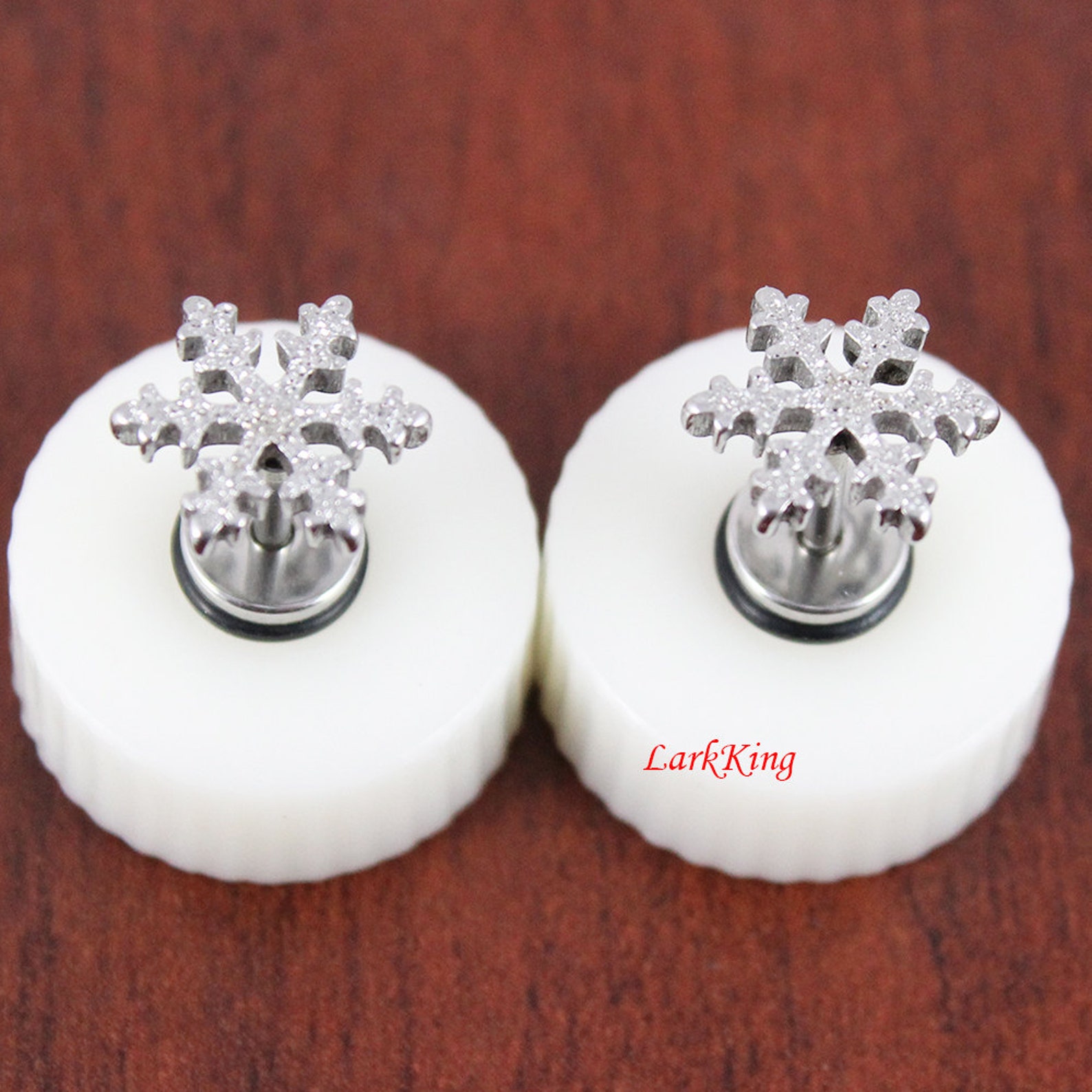 Snowflake Stud Earrings Snowflake Studs Glitter Snowflake | Etsy