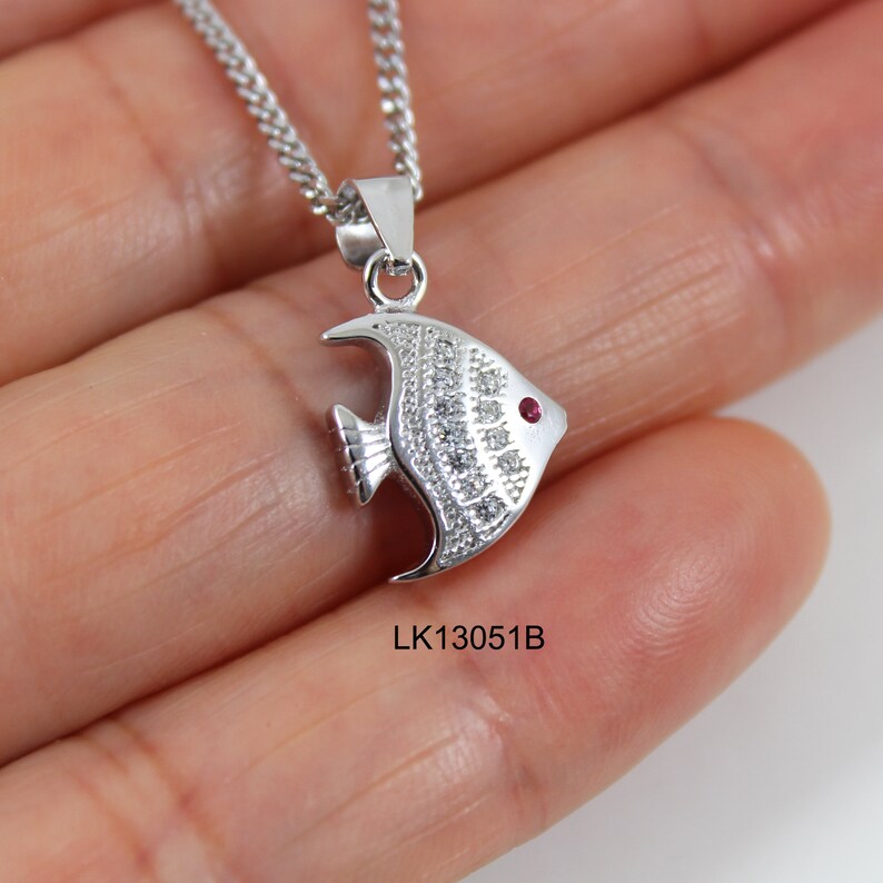Sterling Silver Small Tropical Fish Necklace Nature Aquarium - Etsy