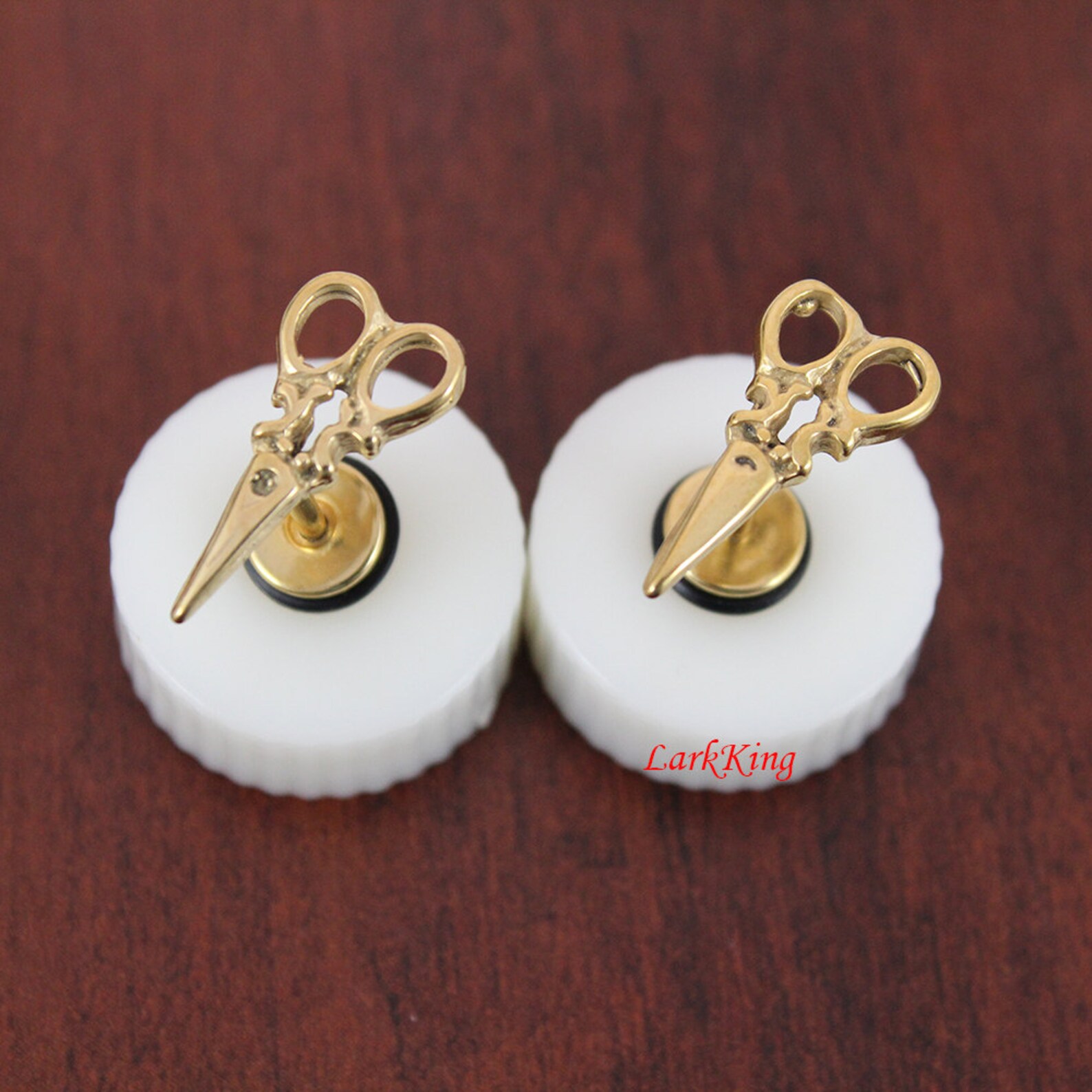 Scissors Stud Earrings; Tool Stud Earrings; Black Stud Earrings; Gold ...