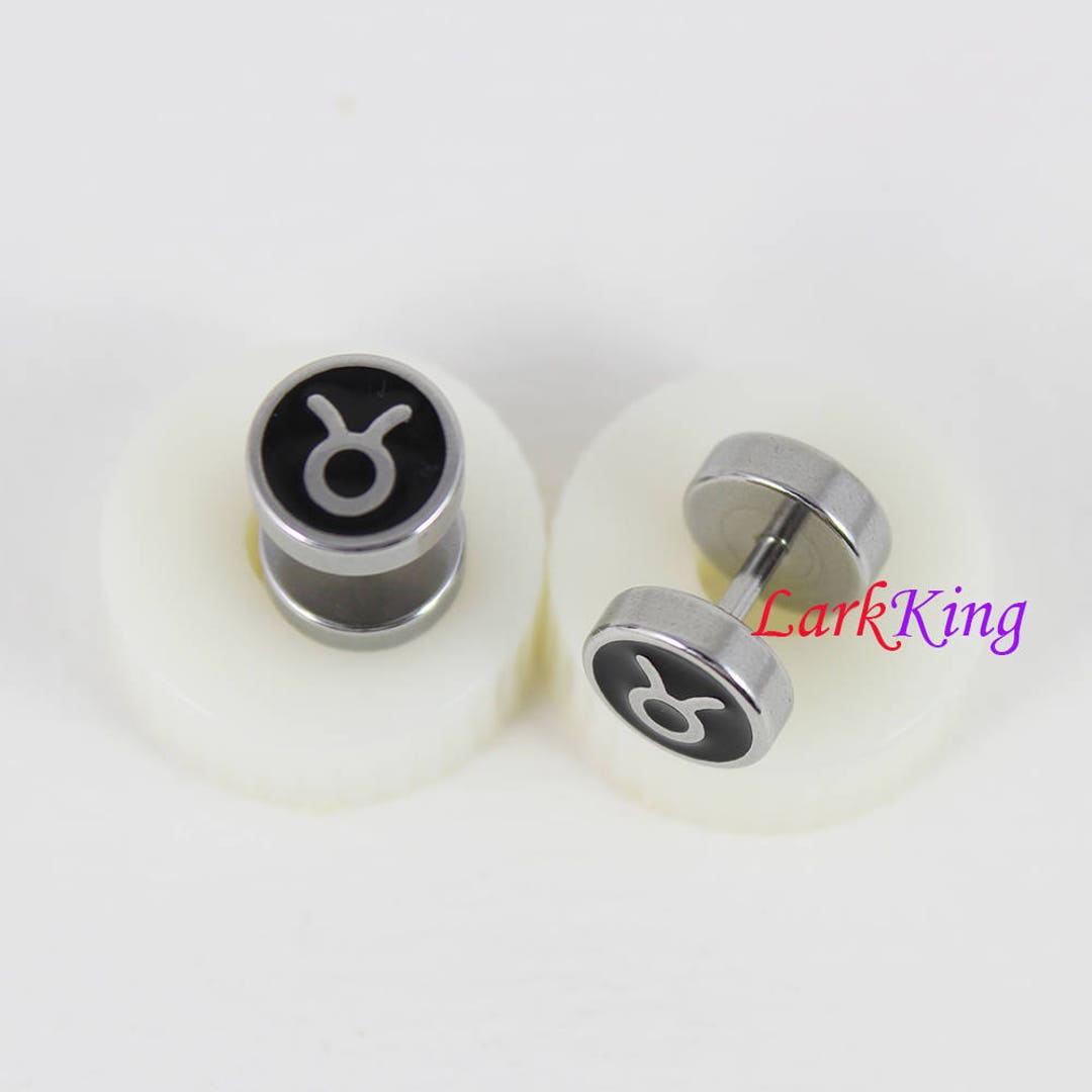 Double Sided Taurus Star Sign Stud Earrings, Horoscope Earrings, Bull ...