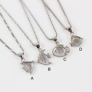 Sterling Silver Small Tropical Fish Necklace, Nature Aquarium Fish ...