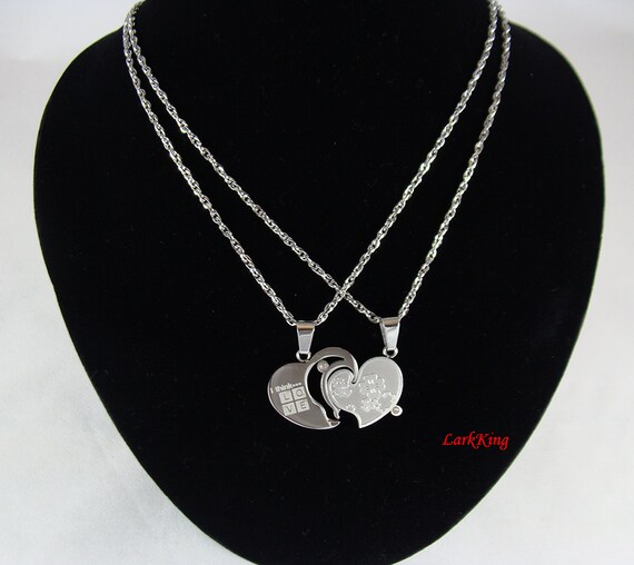 Stainless Steel Couples Heart Necklace Love Necklace Double Heart Necklace Love Heart Necklace Couples Necklace Sister Necklace NE606
