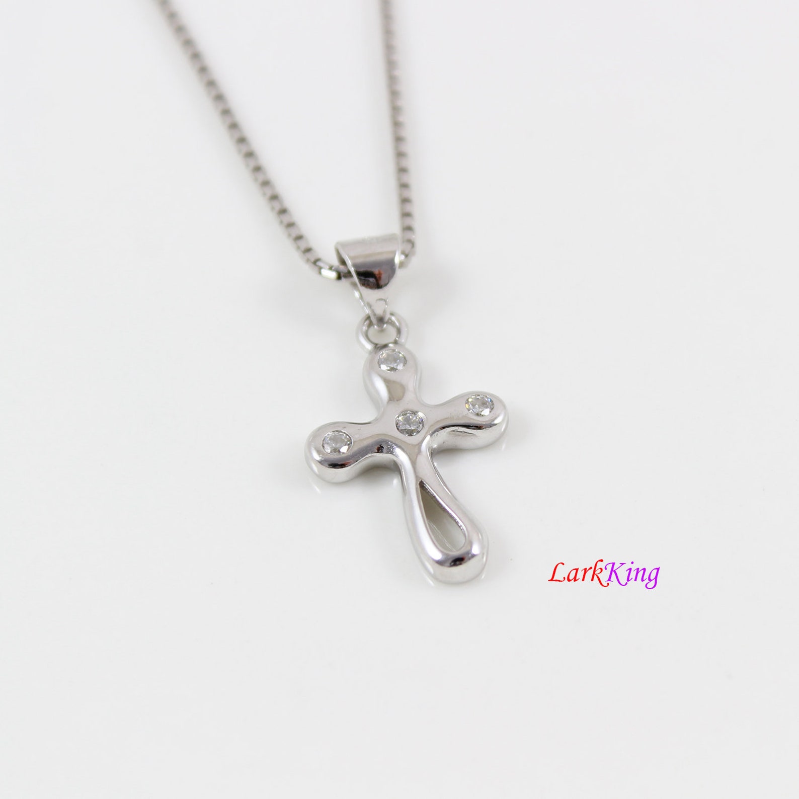 Sterling Silver Cross Necklace Small Silver CZ Cross - Etsy