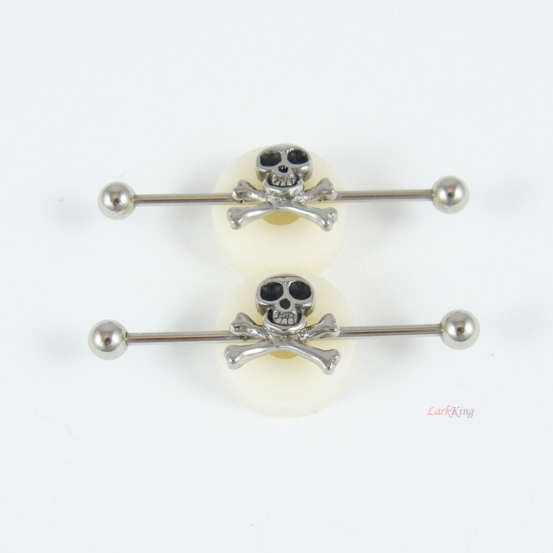 Double Ear Piercing Studs, Pirate Stud Earrings, Skull Earrings, Two ...