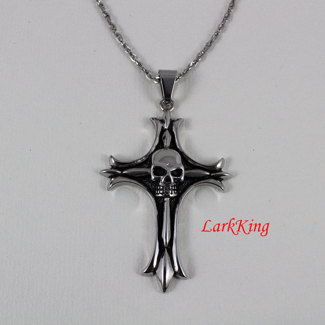 Stainless Steel Cross Necklace, Skull Cross, Christening Gift ...