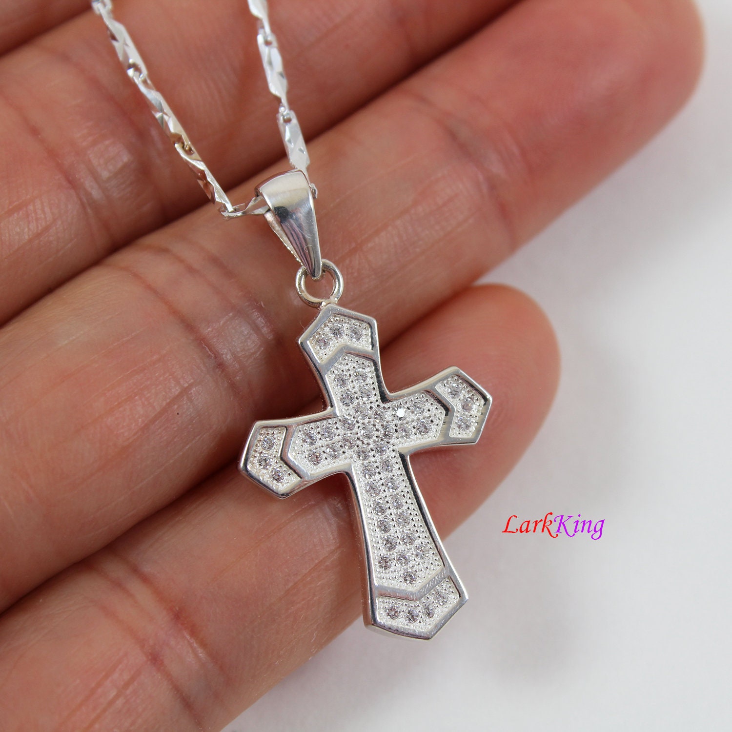 Sterling Silver Cross Necklace Silver Necklace Silver Cross | Etsy