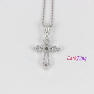 Sterling Silver Small Cross Necklace, Tiny Cross Necklace, Zircon ...