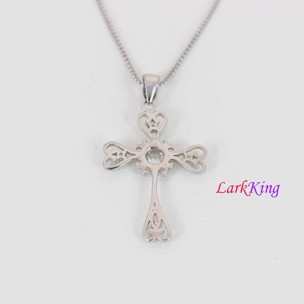 Sterling Silver Cross Necklace Flower Cross Necklace Cross | Etsy