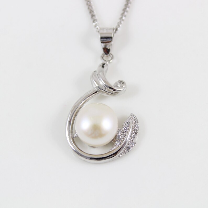Sterling Silver Pearl Necklace, Silver Vine Necklace, Silver Pearl Vine ...