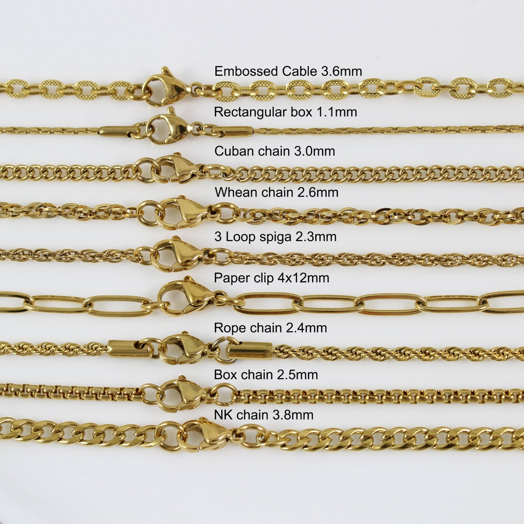 18K Gold Filled Stainless Steel Necklace Chain, Spiga Chain, Rope Chain ...
