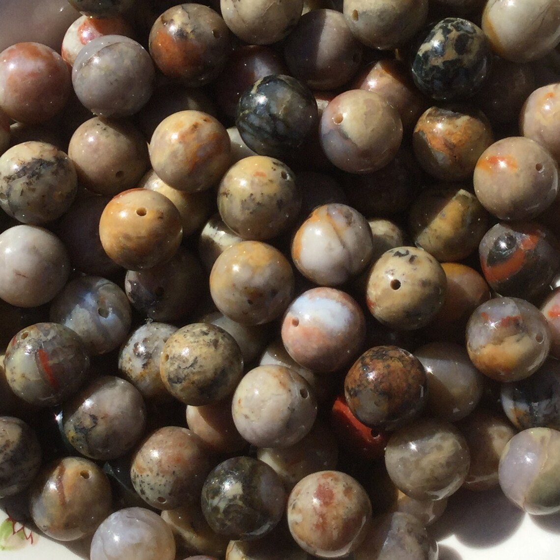 Agatized Dinosaur Poop Coprolite 12 Mm Beads, Fossilized Dinosaur ...