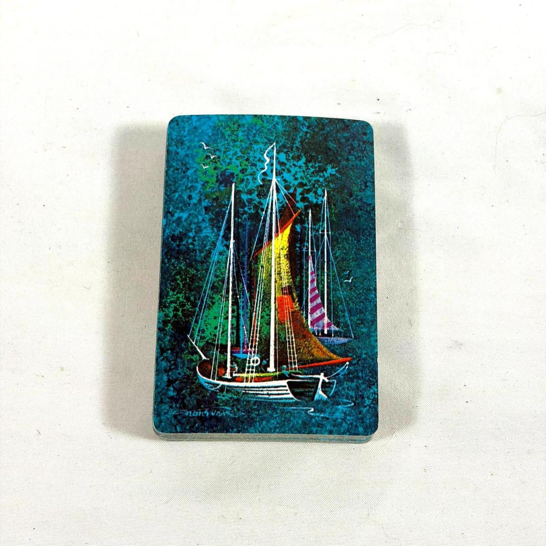 Playing Cards Vintage Sailboat Blue Sky Midcentury Modern Art Congress ...