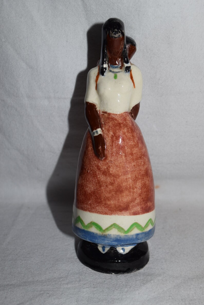 Native American Indian Woman Ceramic Statue With Papoose Marked Bell ...