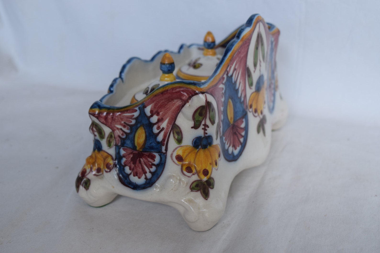 RARE VINTAGE FCA Pottery Sant' Anna, Lisboa Portugal Ceramic Inkwell ...