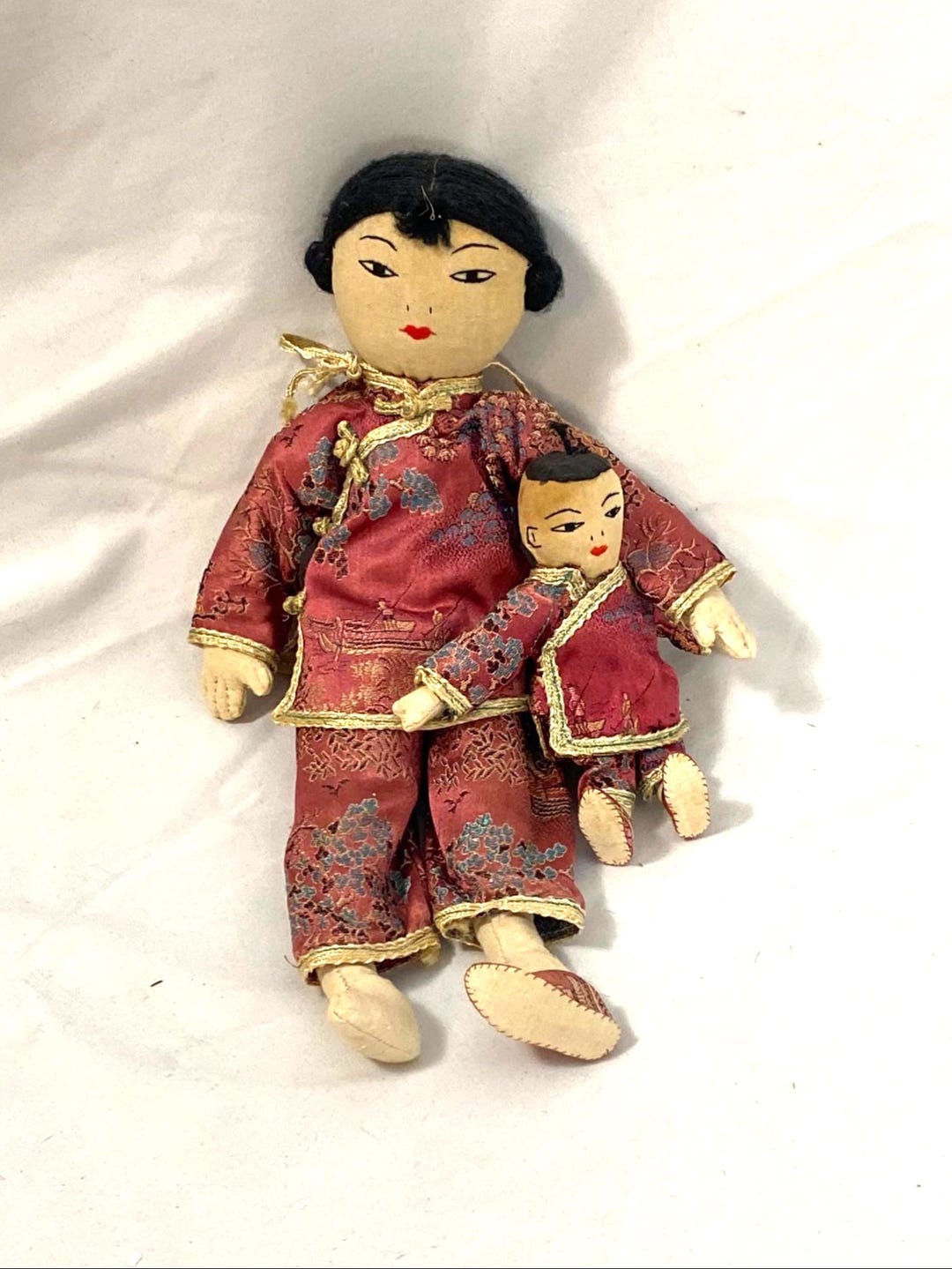Chinese Ada Lum Doll Folk Art Cloth Doll Mother and Baby Handmade ...