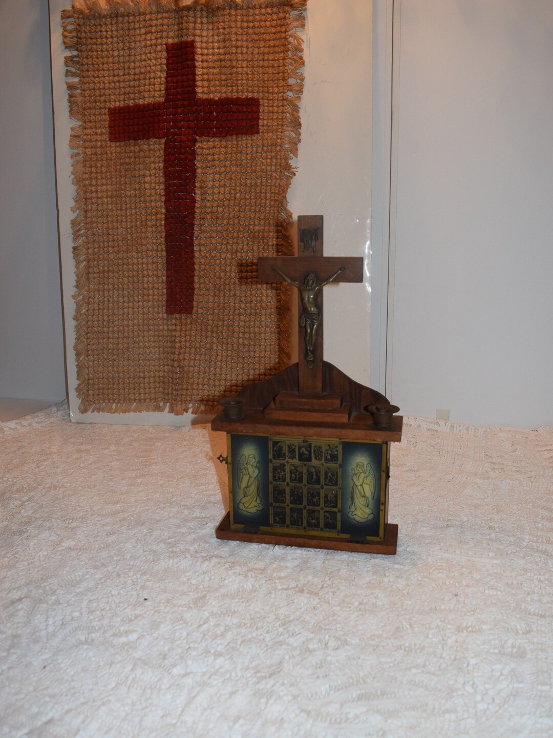 Antique 1800 Last Rights Sick Call Exorcism Catholic Wood Koenig ...