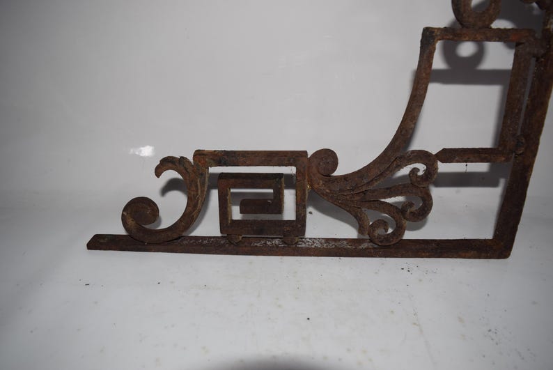 Vintage Pair of Metal Large Asian Style Ornate Wrought Iron Brackets ...