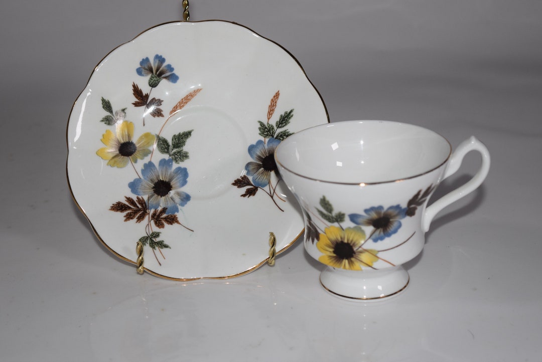 Royal Imperial Yellow Gold Blue Brown Periwinkles Fine Bone China ...