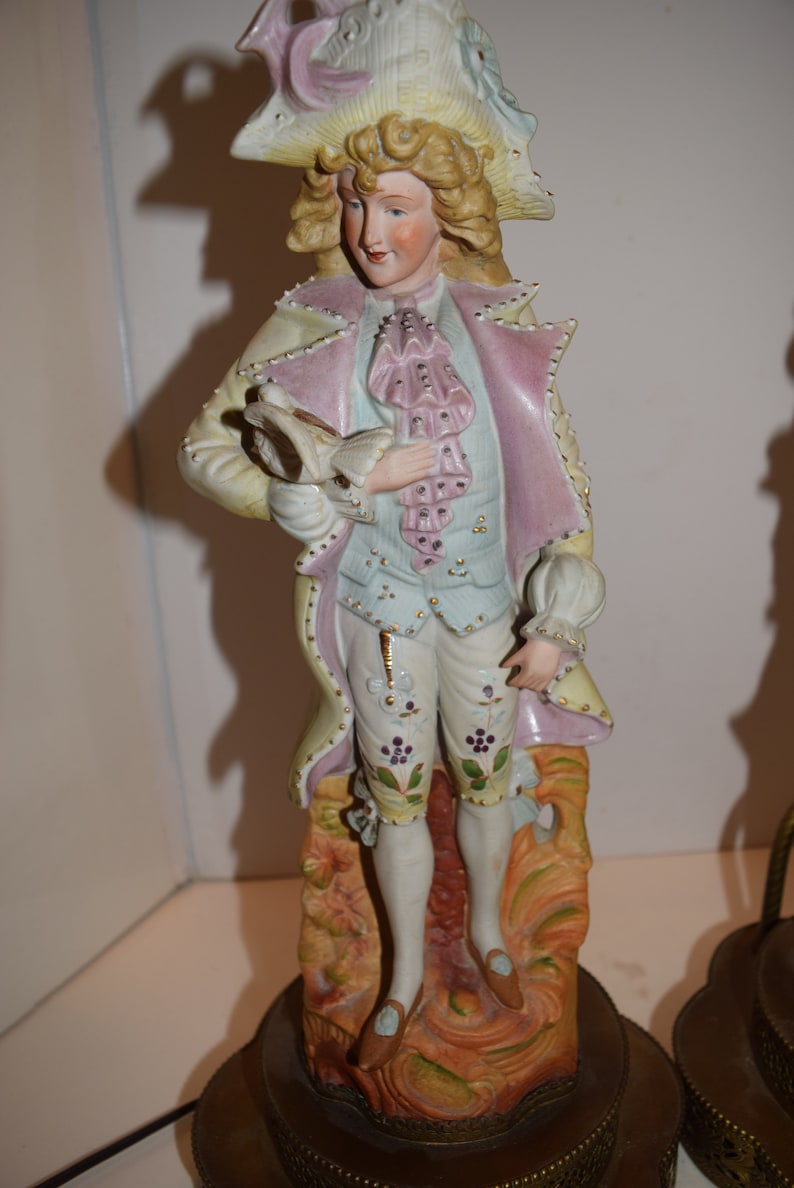 Antique French Provincial Bisque Porcelain Figural Table Lamp - Etsy