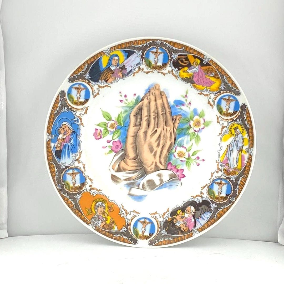 Praying Hands Spiritual Prayer Wall Plate Religious Catholic Christian ...