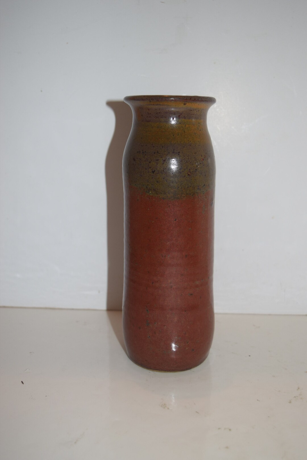 Tall Studio Pottery Cylinder Vase Hand Thrown Stoneware Rust - Etsy