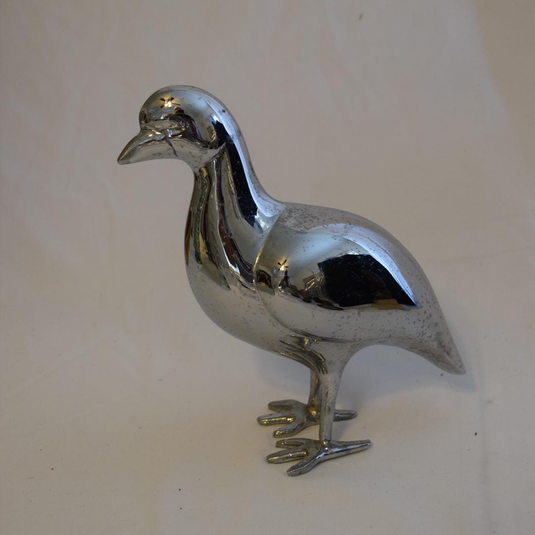 Silver Chrome Metal Partridge Hen Statue Dove Figure Silver Bird ...