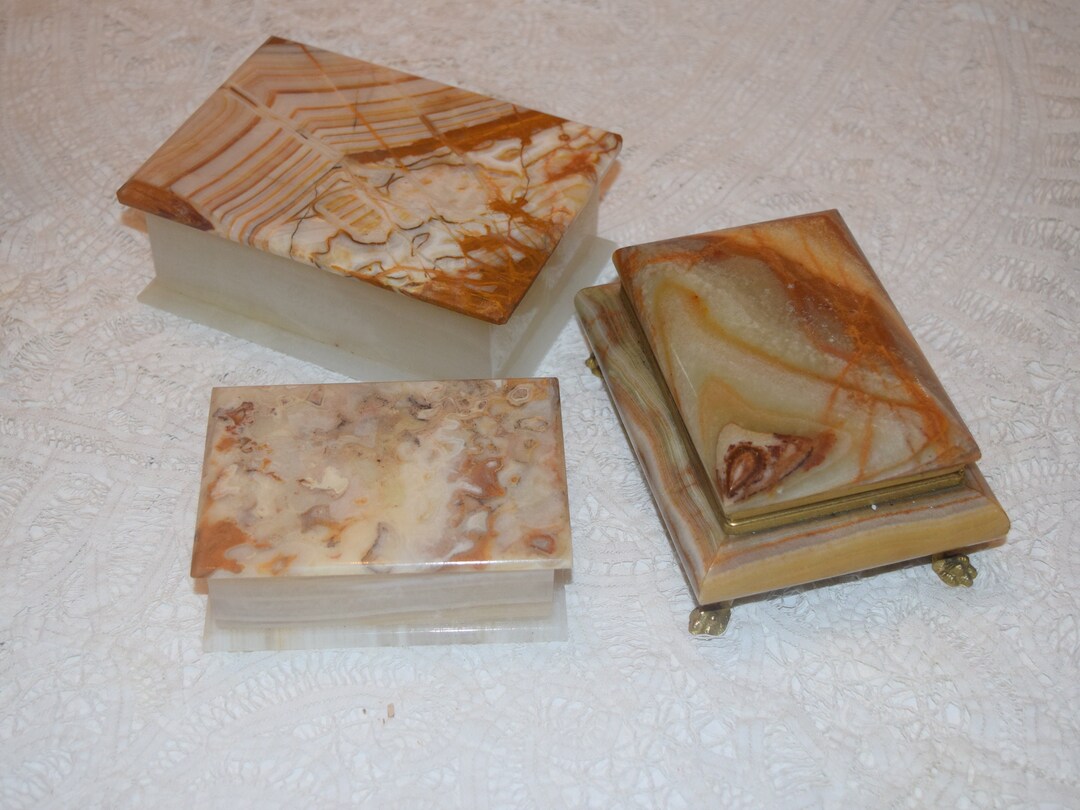 Amber Onyx Jewelry Boxes Lidded Trinket Jewelry Stash Box SOLD ...