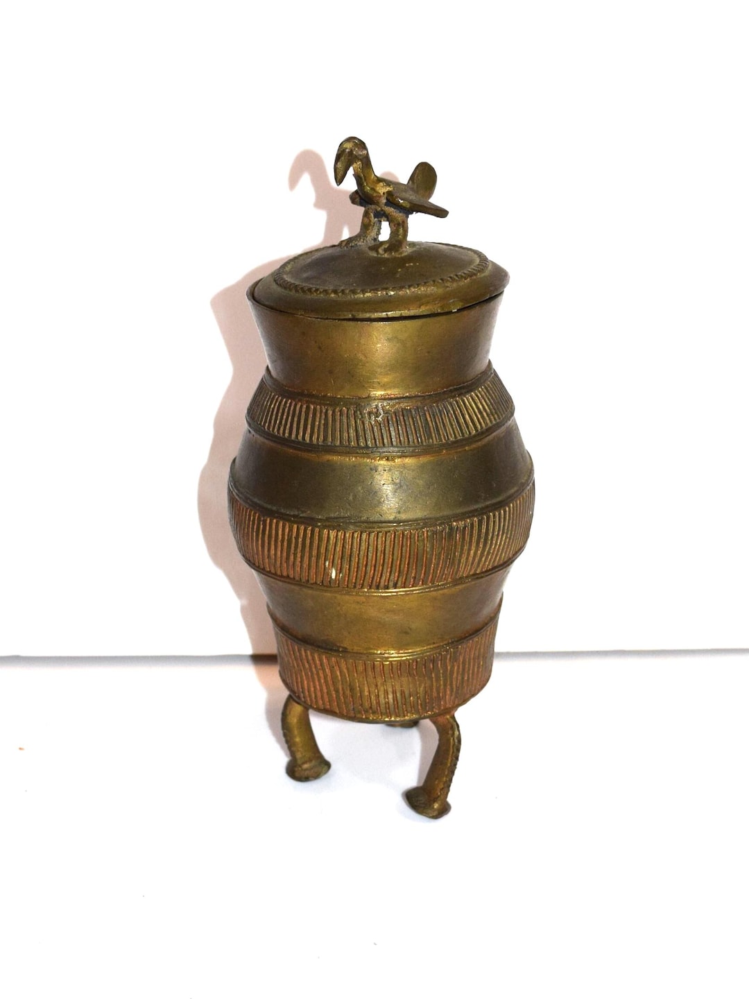 African Cast Bronze Gold Dust Vessel Kuduo Ashanti Tribe Ghana Brass ...