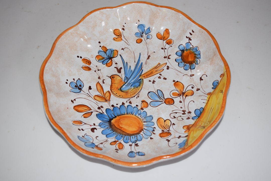 Deruta Italy Hand Painted Pottery Art Wall Hanging Scalloped Scodella ...