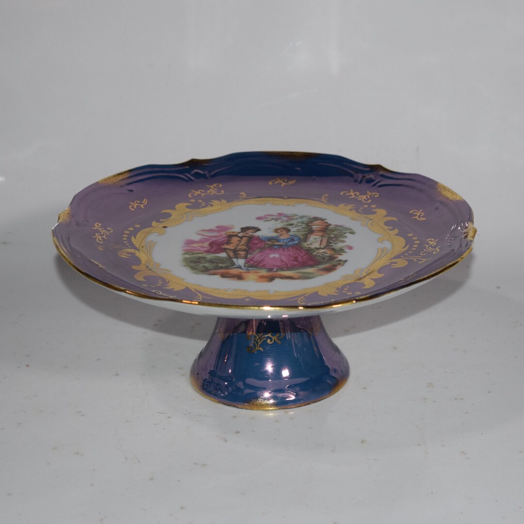Arnart KPM Mark Cobalt Porcelain Cake Stand Porcelain Candy Pedestal ...