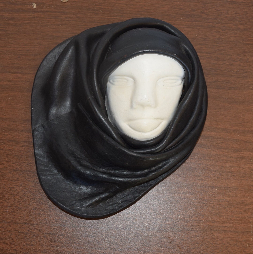 Hand Tooled Leather Mask Face Sculpture Wall Art Vintage Central ...