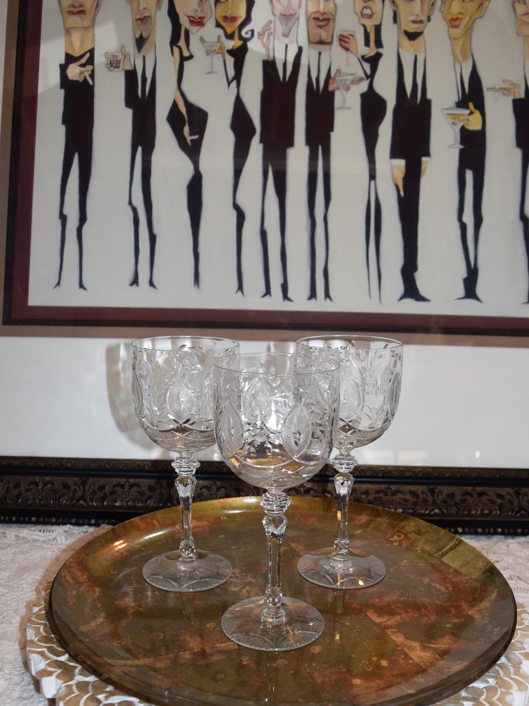 Tiffin Franciscan Crystal Etched Cut Wine Stemware Floral Vine Etching ...