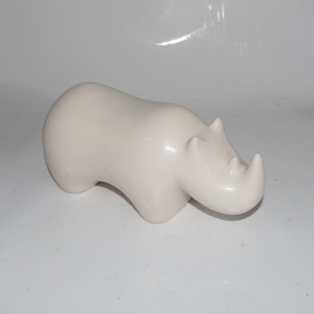 Matte White Ceramic Rhino Sculpture Figure Rhinoceros Sculpture ...