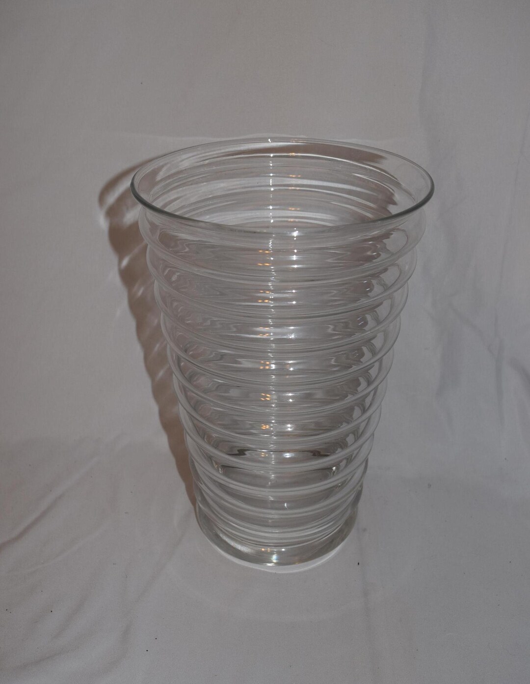Large RIBBED GLASS Vase 80's IKEA Horizontal Ribbed Clear Vase 11tall ...