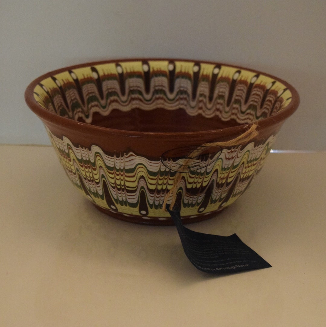 Troyan Bulgarian Peacock Eye Feather Pottery Redware Terracotta Large ...